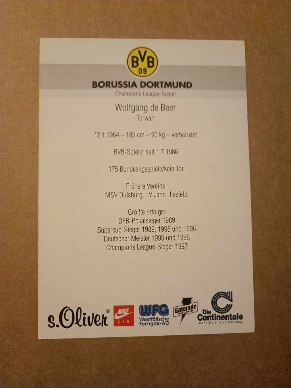 Wolfgang de Beer - BVB 97/98- Champions Edition (Gebraucht) in Menziken ...
