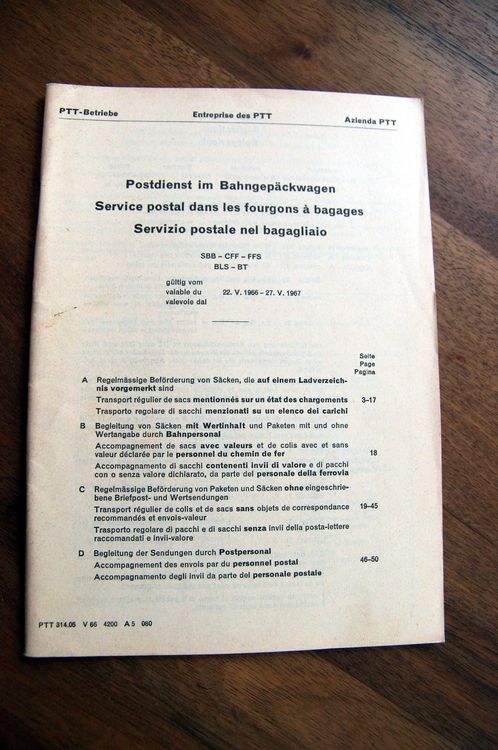 PTT/SBB Postdienst im Bahngepäckwagen 1966/67 (Gebraucht) in Schönenwerd für CHF 11 – mit ...