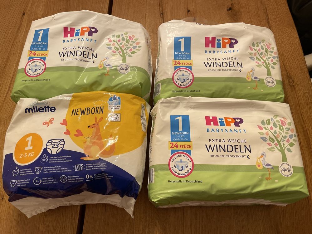 Windeln HIPP Newborn 1 + Milette Newborn (Neu (gemäss Beschreibung)) in ...