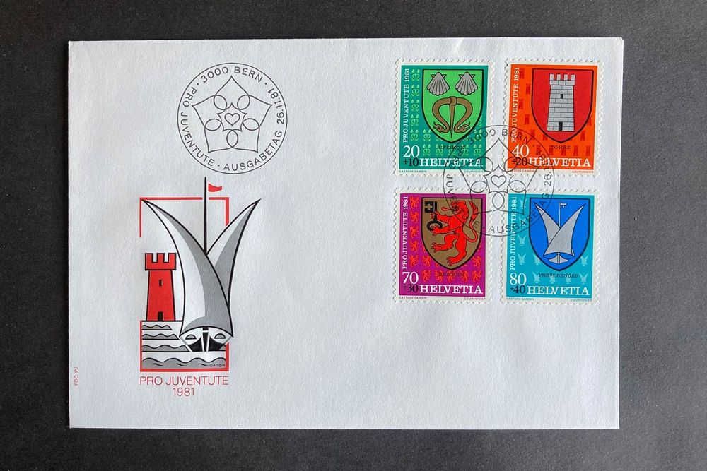 Briefmarken: FDC – Pro Juventute 1981 - Gemeindewappen IV (Gebraucht) in Bremgarten AG für CHF 0 ...