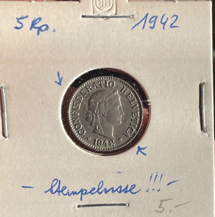 5 Rappen Schweiz 1942 Abart 3 Stempelrisse (Gebraucht) in Baar für CHF 19 – mit Lieferung auf ...