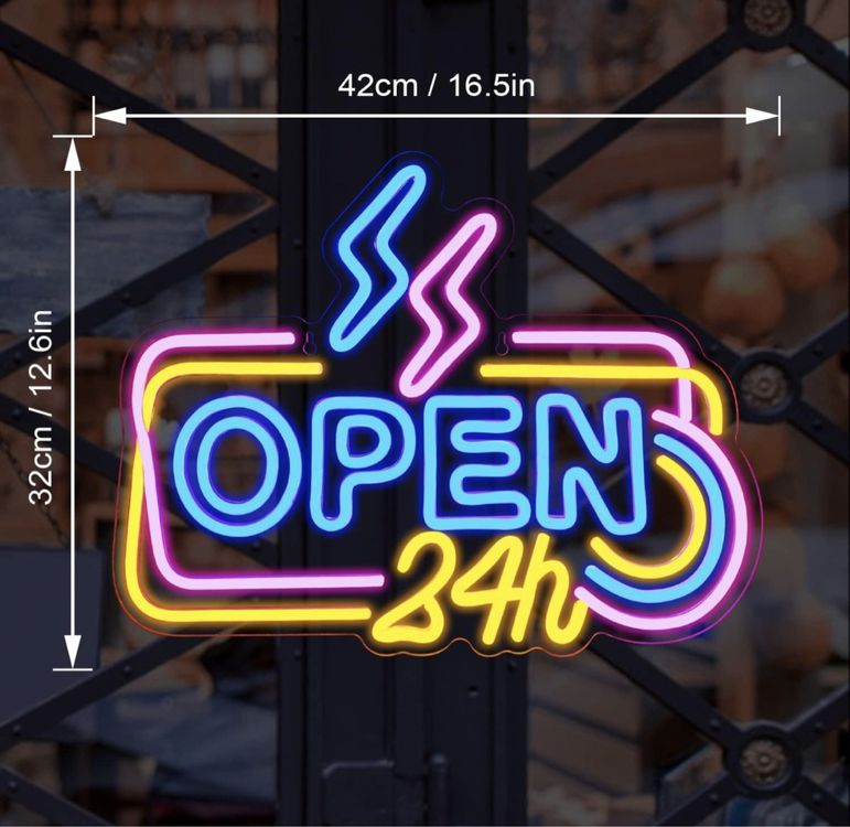 + SIGNONME OPEN 24h Neon Sign Open Neonschild LED-Neon-Offen (Neu und ...