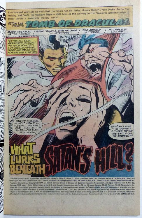 TOMB OF DRACULA #62 DRACULA VS. JANUS ART COLAN MARVEL 1977 (Gebraucht ...
