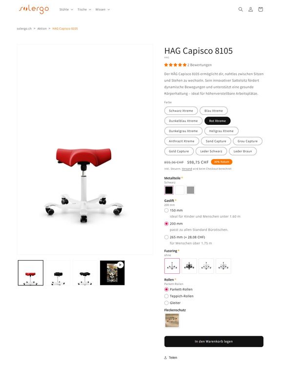 HAG Capisco 8105 Bürohocker (NP - 540 CHF) Neu - Ab 1.- Fr! (Gebraucht ...