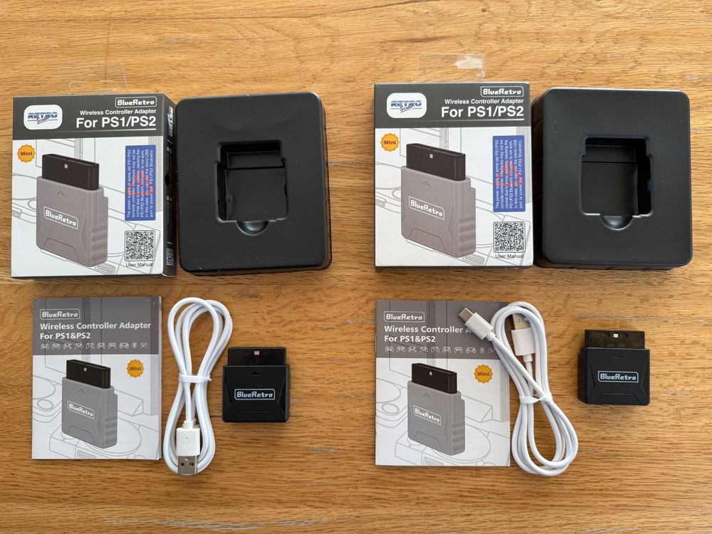 2x BlueRetro Wireless Controller Adapter for PS1/PS2 - Black (Neu ...