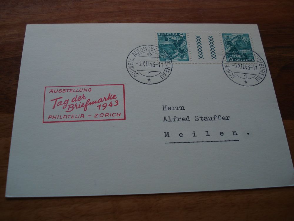 Karte Kehrdruck mit Zwischensteg, Sonder-o Tag der Briefmark (Gebraucht) in Niederwil AG für CHF ...