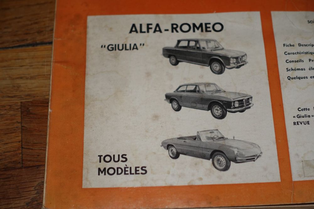 ALFA ROMEO GIULA BROCHURE TECHNIQUE OLDTIMER | Kaufen auf Ricardo