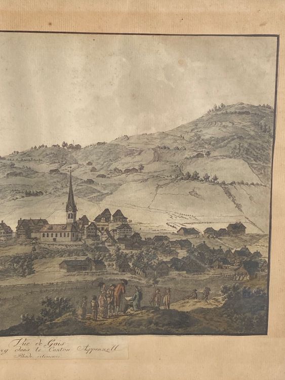 GAIS, altkolorierte Umrissradierung J. H. Bleuler, ca 1790 | Kaufen auf Ricardo