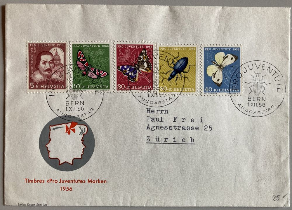 FDC Pro Juventute 1956 illustriert mit P3, SBK 100 Fr. (Gebraucht) in Flawil für CHF 19 – mit ...