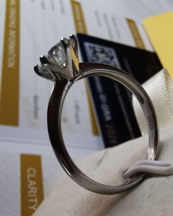 Bague argent S925 avec moissanite 1 ct certifiée GRA | Kaufen auf Ricardo