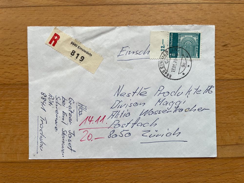 Alter Umschlag an Nestlé (Gebraucht) in Zofingen für CHF 2 – mit ...