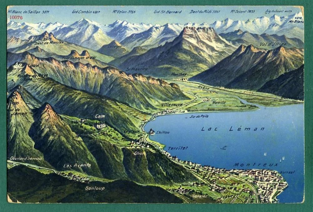 Montreux, Panoramakarte mit Rhônetal und Walliseralpen (Gebraucht) in Sargans für CHF 1 – mit ...