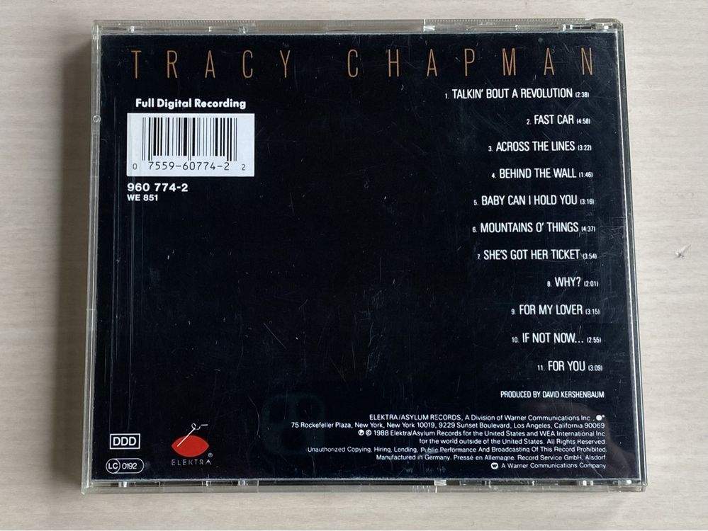 Tracy Chapman CD Album 1988 (Gebraucht) in Oberried Brienz für CHF 2 – mit Lieferung auf Ricardo ...