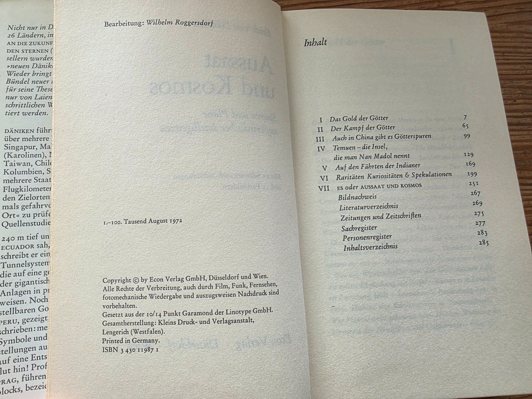 Aussaat und Kosmos Buch 1. Auflage 1972 Erich von Däniken 3 (Gebraucht ...