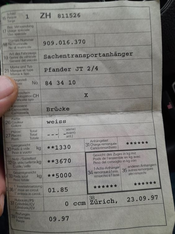 pfander angänger gesamtgewicht 5 tonen (Gebraucht) in Menziken für CHF ...