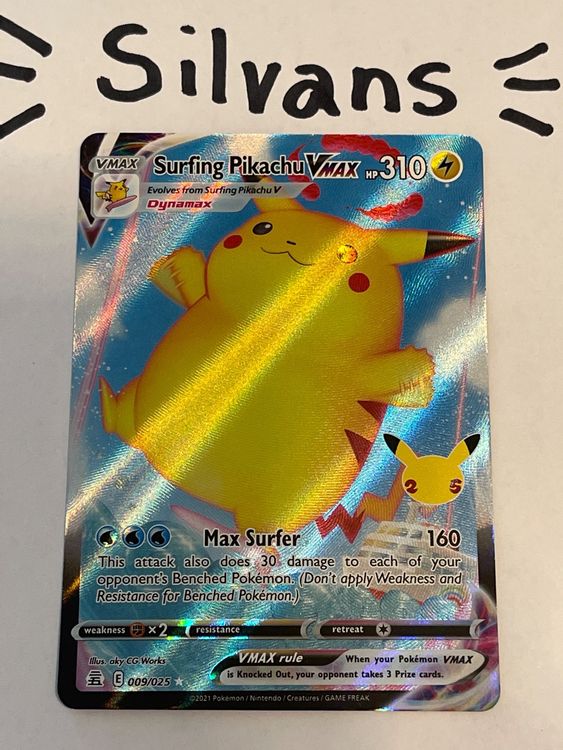Surfing Pikachu Vmax Celebrations Anniversary 25th Englisch | Kaufen ...