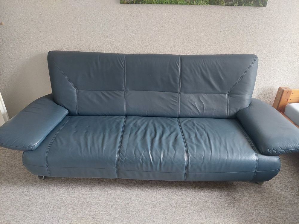 Leder Sofa blau 2 er | Kaufen auf Ricardo