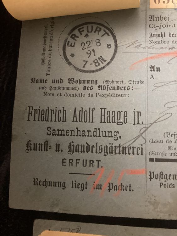 Alte Briefe/Dokumente, 1891-94, Erfurt-Zürich, Rarität! (Gebraucht) in ...