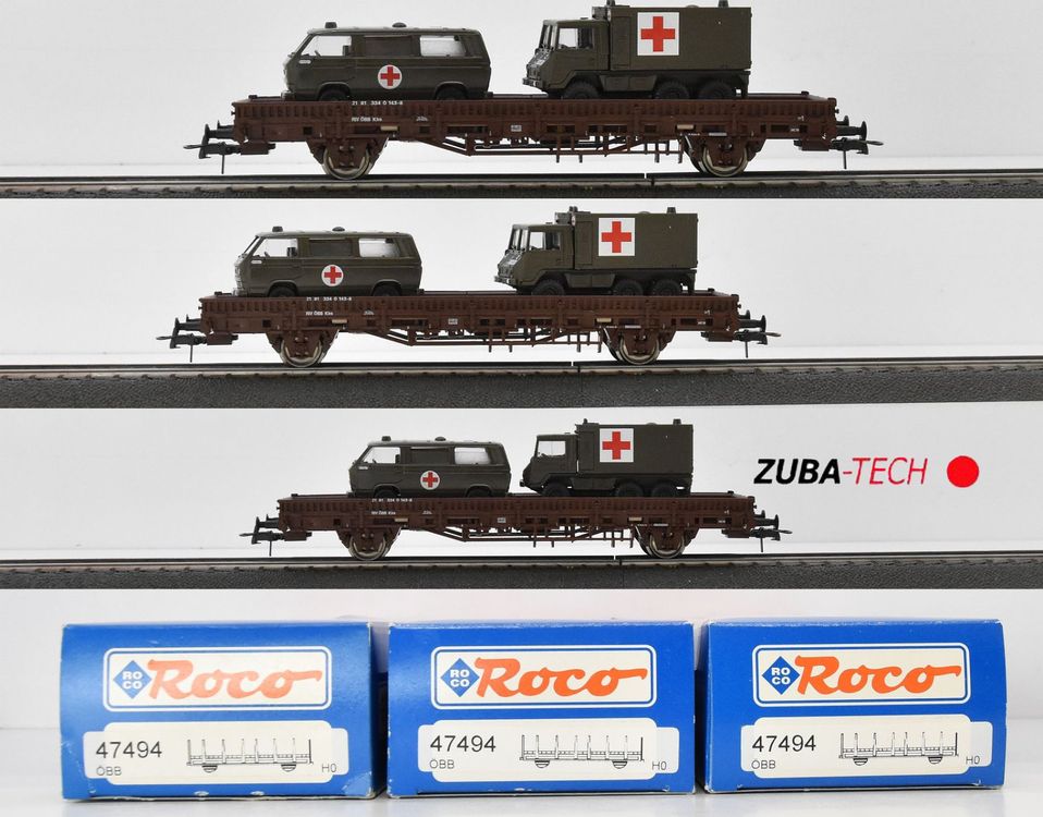 Roco 3x Militär Flachwagen der ÖBB H0 GS mit OVP (Gebraucht) in St. Gallen für CHF 69 – mit ...