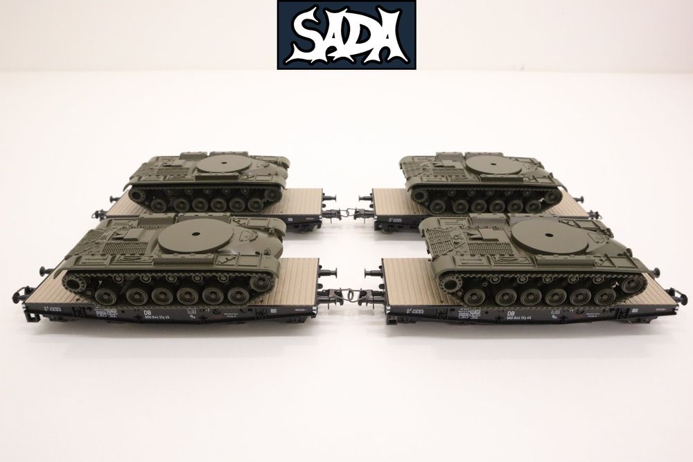 Roco 4 x 858 DB Schwerlastwagen beladen mit Panzer, DC H0 (Gebraucht ...