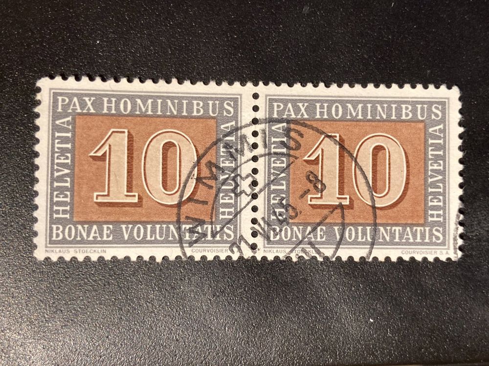 Schweiz 1945 PAX Paar 10 Rp Vollstempel WIMMIS 21.VI.45 (Gebraucht) in Liestal für CHF 1 – mit ...
