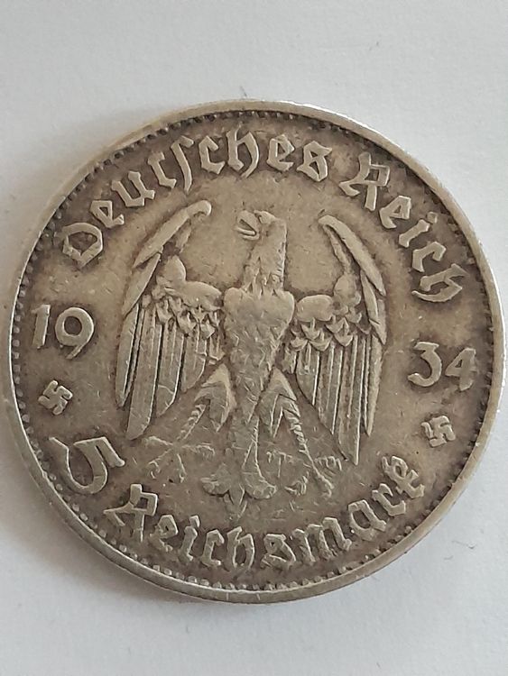 5 Deutsche Reichsmark Silber 1934 | Kaufen auf Ricardo