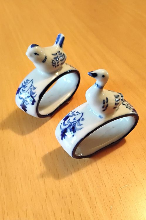 2 ronds de serviette en porcelaine avec motifs oiseaux (Gebraucht) in ...