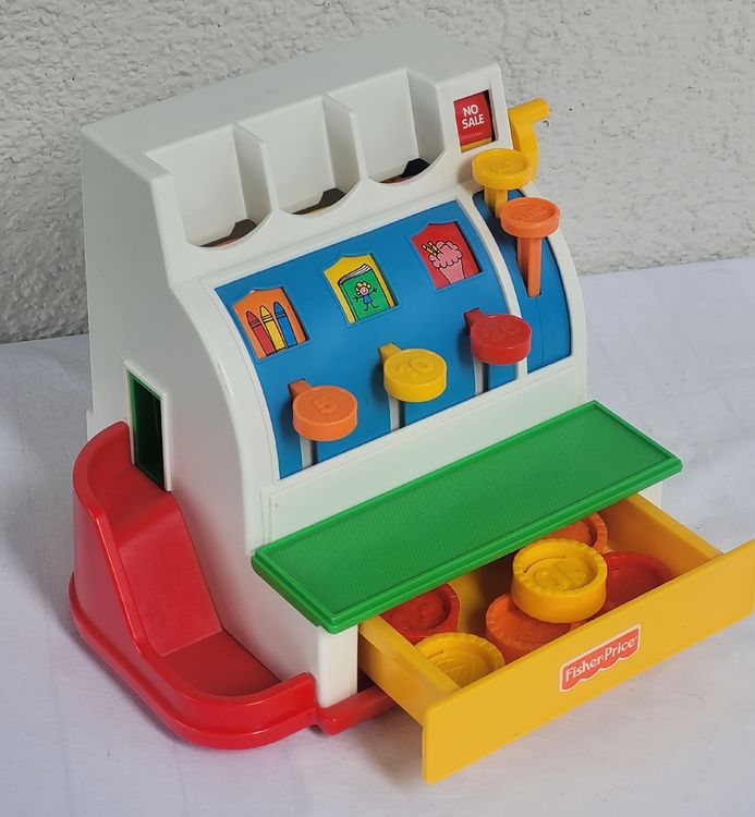 🎈Kult Fisher-Price Kasse Spielzeug mit 6 Münzen Top Zustand (Gebraucht ...
