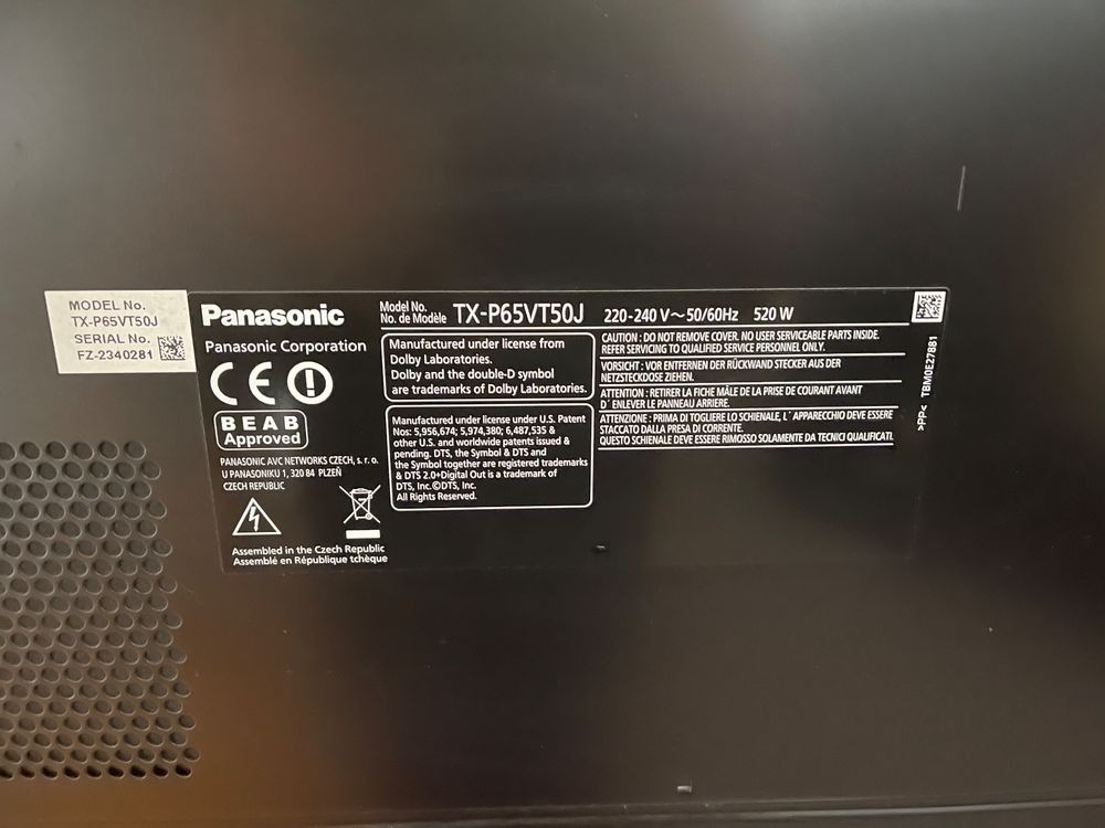 Panasonic TX-P65VT50E Smart VIERA NeoPlasma TV mit 165cm/65” | Kaufen ...