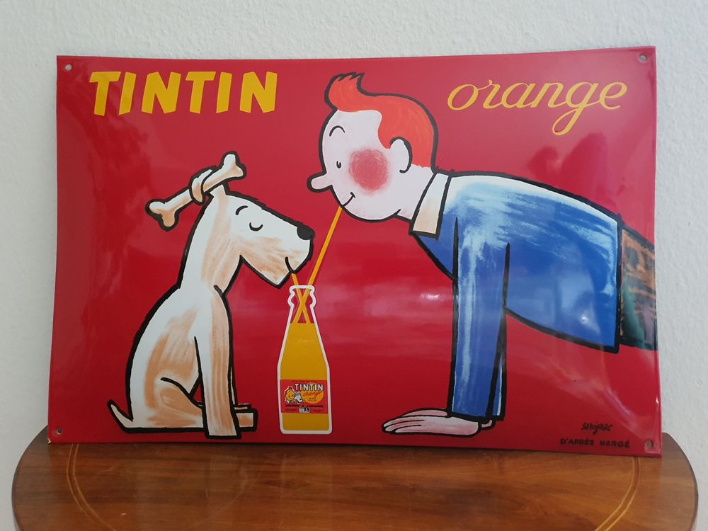 Grosses Emailschild TINTIN Tim & Struppi Logo Emaille Schild (Neu ...