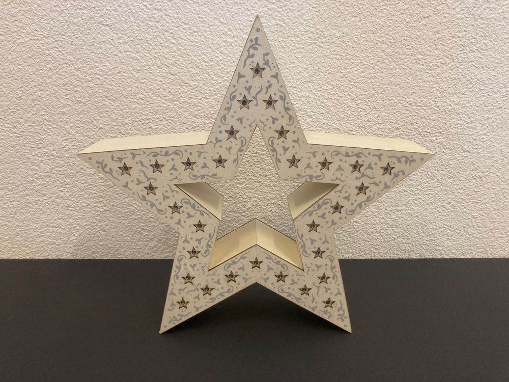 LED-Stern aus Holz mit Timerfunktion, ca. 37x37x8 cm (Neu (gemäss ...