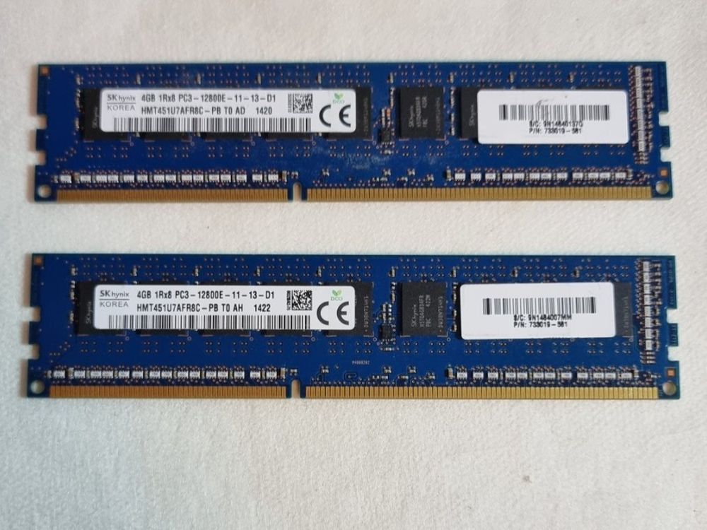 SK hynix 8GB RAM KIT ( 2×4GB DDR3 pc3 12800E ) | Kaufen auf Ricardo