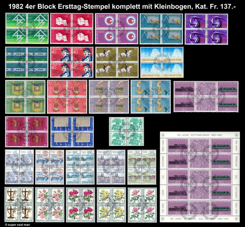 1982-1989 4er Block Ersttag komplett Kleinbogen Fr. 1049.- | Kaufen auf Ricardo