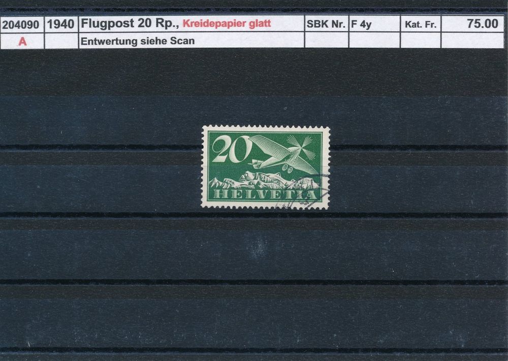 1940 Flugpost - 20 Rp., Kreidepapier glatt | Kaufen auf Ricardo