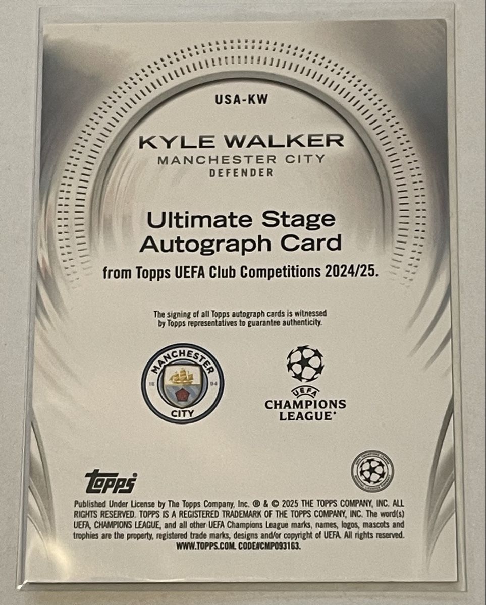 Kyle Walker Autogramm – Ultimate Stage – Topps UEFA 2024/25 (Neu ...
