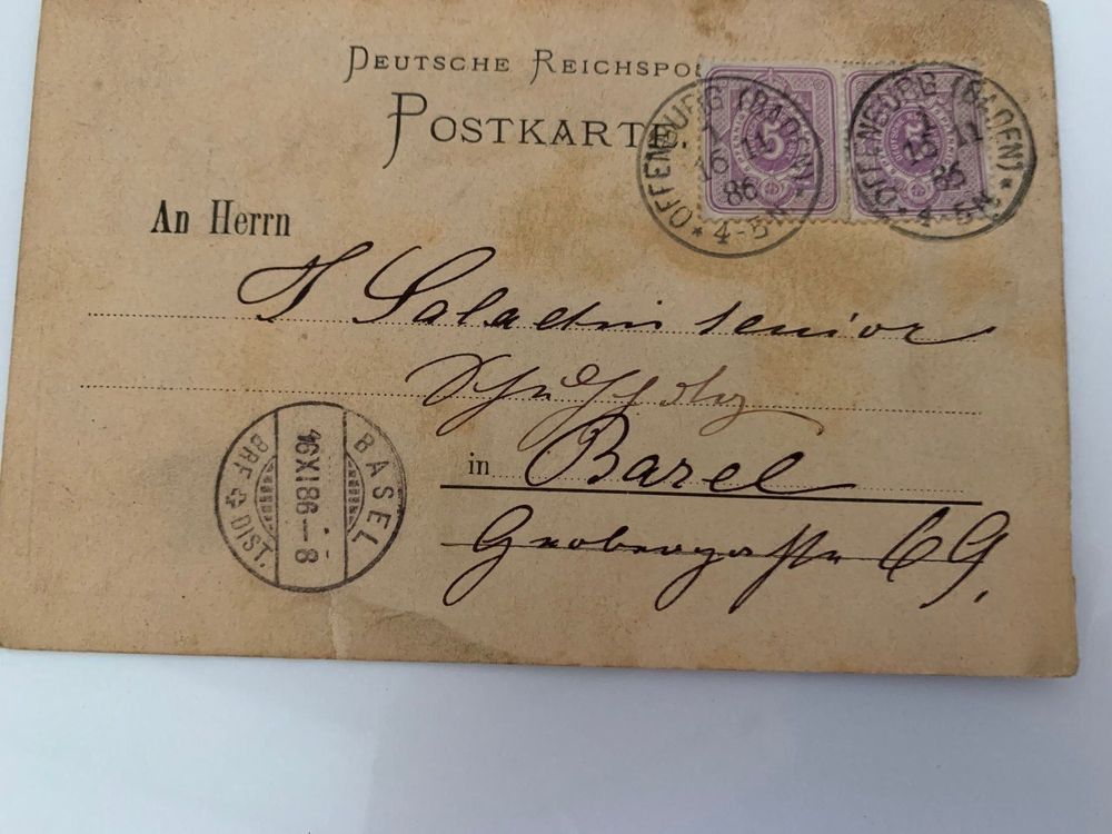 sehr alte Postkarte Deutsche Reichspost 1886 (Gebraucht) in Erlenbach ...