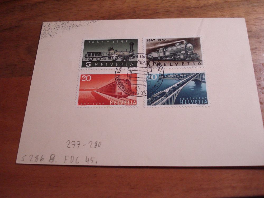 Ganzsache 1947, 100 Jahre Eisenbahn Rückseite Satz ET-o (Gebraucht) in Niederwil AG für CHF 1 ...