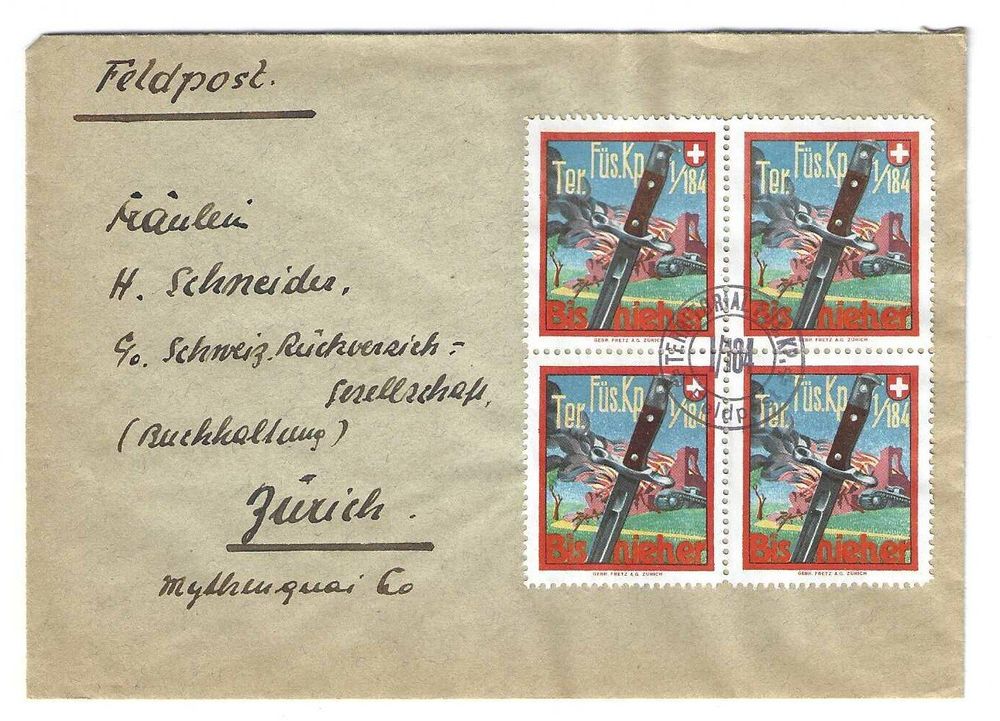 Territorial-Truppen Nr. 381/1 4er-Block auf Brief, 1939 (Gebraucht) in ...