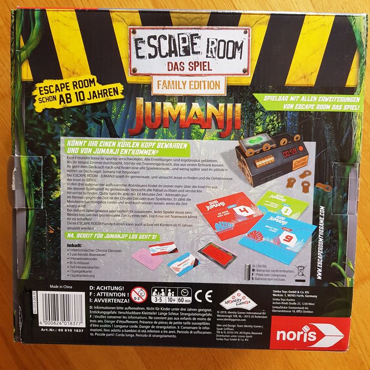 Neuwertig! Jumanji Escape Room - Das Spiel - Family Edition (Neu ...