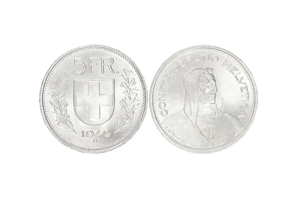 5 Franken von 1949, nicht zirkuliert bis Stempelglanz (Neu (gemäss Beschreibung)) in Kollbrunn ...