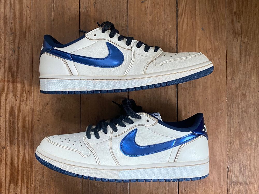 jordan 1 low metallic blue custom natural dye off white crem (Neu und ...