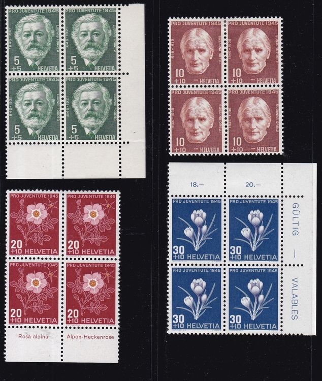 32 Pro Juventute Viererblocks ab 1945, **/abgelöst (Gebraucht) in Münchwilen AG für CHF 8 – mit ...