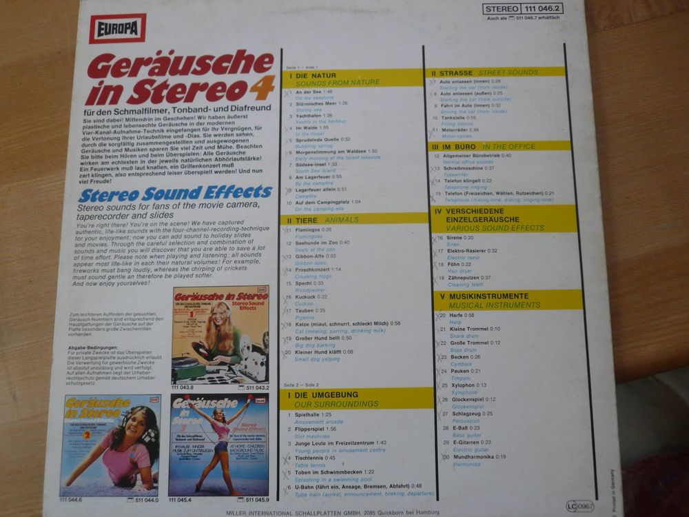 5x LP - Sound Effects - 4x BBC und 1x EUROPA - 70er/80er (Gebraucht) in Zofingen für CHF 9.95 ...