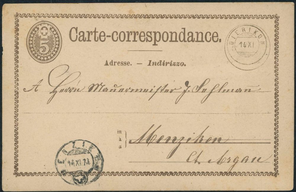 LU Dierikon - Zwergstempel - Karte - nach Menziken AG (Gebraucht) in ...