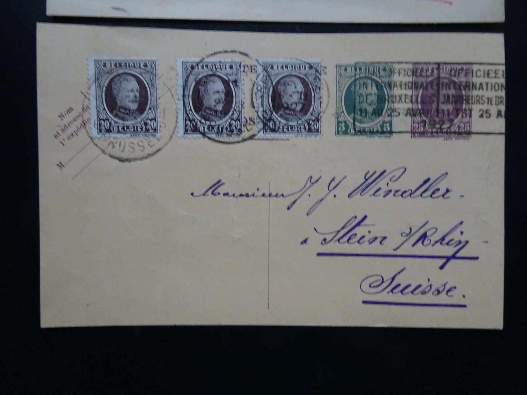 B E L G I E N, Brief und 2 Postkarten, 1892 - 1927 (Gebraucht) in Stäfa ...