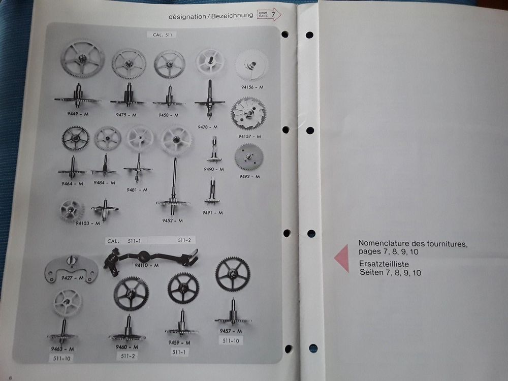 Zenith CAL. 511 Ersatzteile katalog Vint | Kaufen auf Ricardo