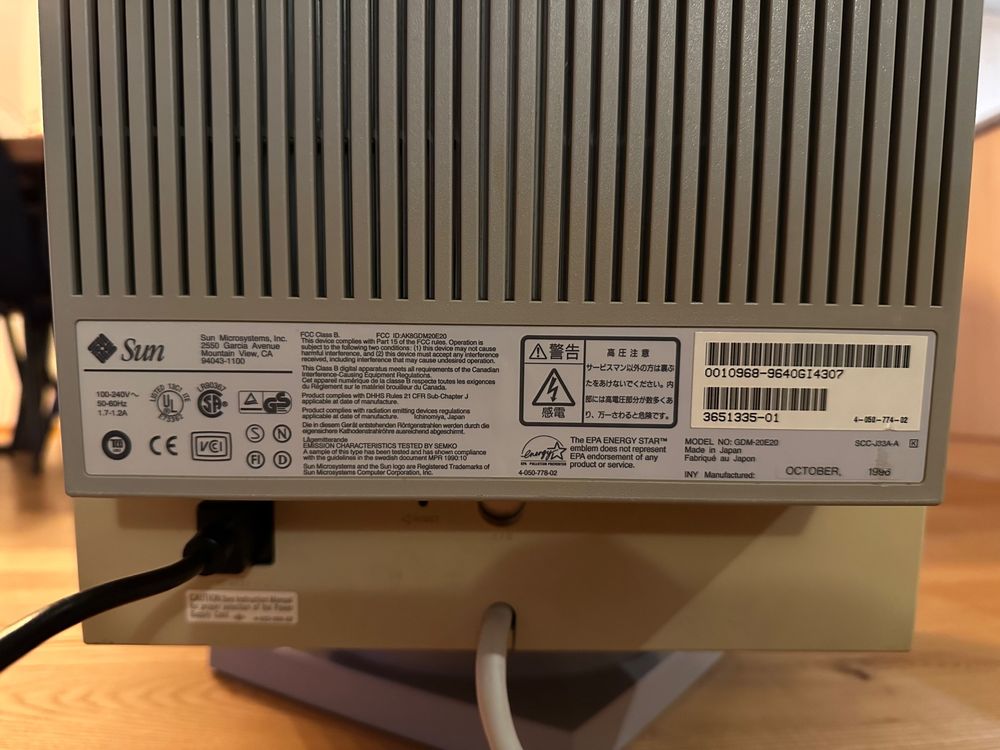 Sun Microsystems GDM-20E20 CRT (1997) Monitor Röhrenmonitor (Gebraucht ...