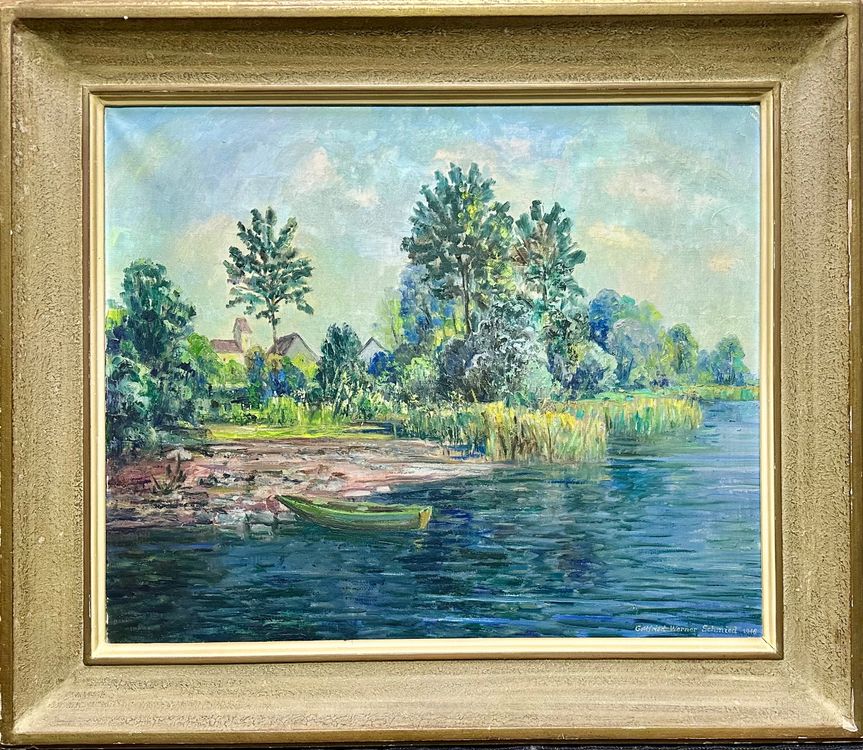 Seenlandschaft Ölgemälde von Gottfried Werner Schmied 92x80 (Gebraucht) in Kölliken für CHF 5 ...
