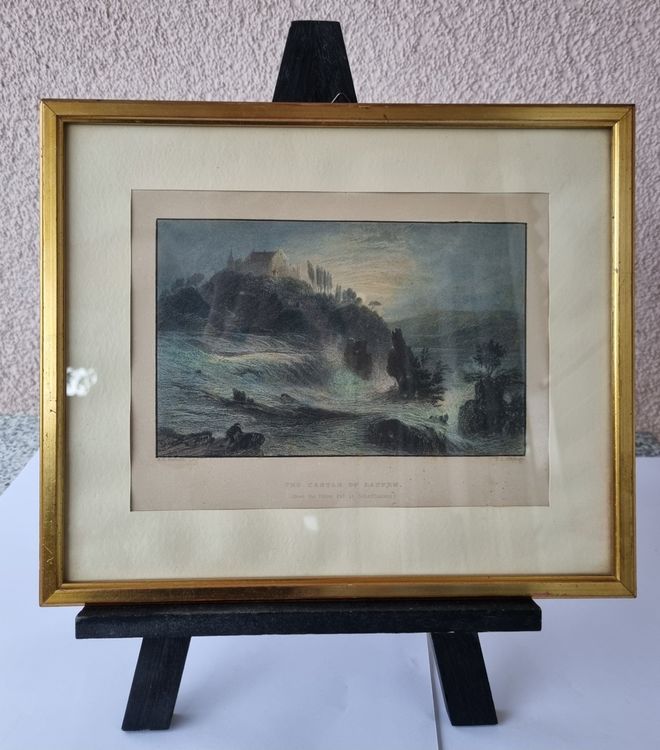 Antiker kolorierter Stich Schloss Laufen am Rheinfall (Gebraucht) in Opfikon für CHF 28 – mit ...
