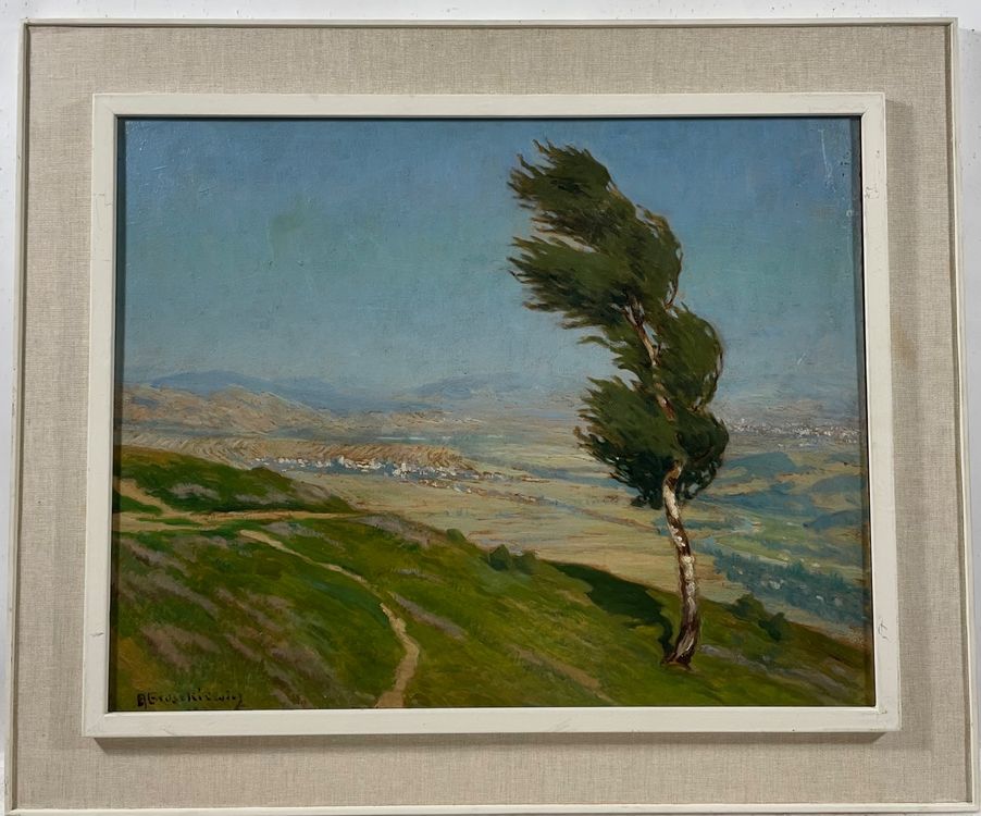 Grosses Landschaft Gemälde mit Top Aussicht unleserlich Sign | Kaufen auf Ricardo